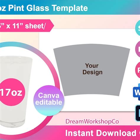 Pint Glass Template Etsy