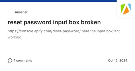 Reset Password Input Box Broken