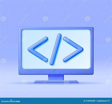 3d Code Icon On Computer Stock Vector Illustration Of Browser 310049588