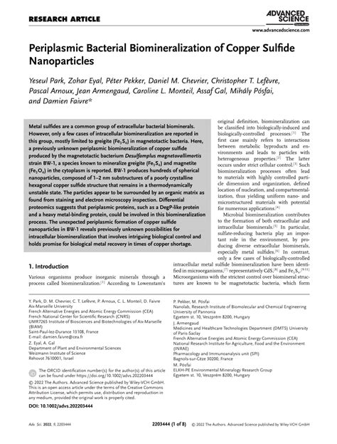 Pdf Periplasmic Bacterial Biomineralization Of Copper Sulfide Nanoparticles
