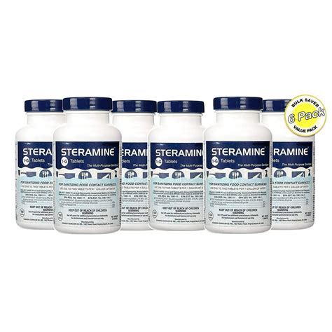 6 X Steramine Quaternary Sanitizing Tablets Sanitizing Food Contact
