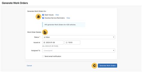 Generate Work Orders