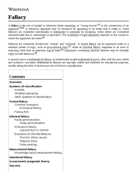 Fallacy Systems Of Classification Pdf Fallacy Argument