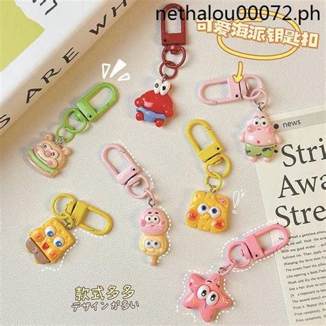 Spongebob Squarepants Pie Big Star Keychain Pendant Cute Cartoon Couple