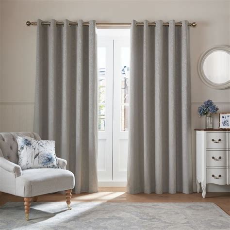 Laura Ashley Barley Steel Grey Eyelet Curtains Pair Closs And Hamblin