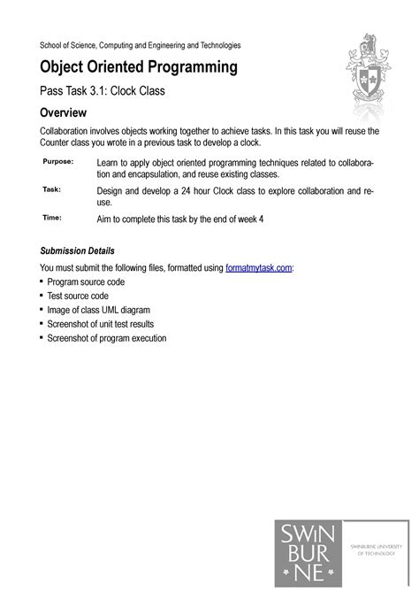 3 1p clock class 3 1 assignment school of science computing and