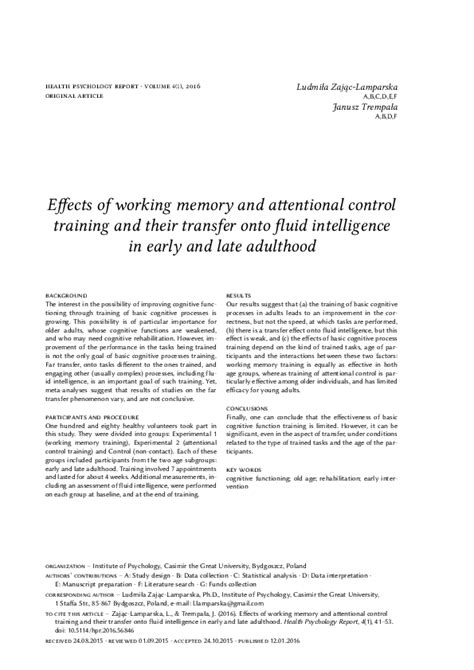 Pdf Effects Of Working Memory And Attentional Control Training And
