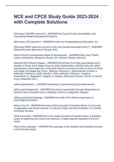 Nce And Cpce Study Guide With Complete Solutions Nce And Cpce Stuvia Us