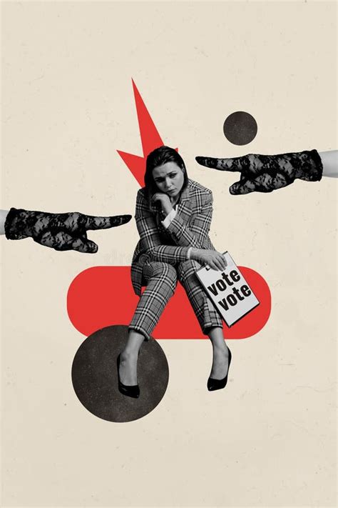 Collage Image Artwork Of Sad Disappointed Woman Fail President Election