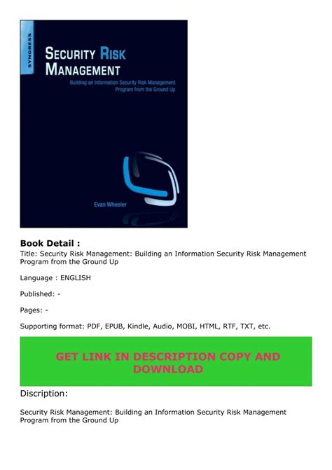 Pdf Security Risk Management Building An Information Security Risk