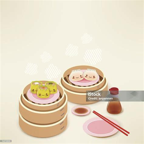 Kartun Dim Sum Ilustrasi Stok Unduh Gambar Sekarang Bak Pau Bambu