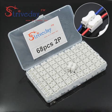 68pcs Boxed 2p Dual Wire Spring Loaded Terminal Block Connector Wire No