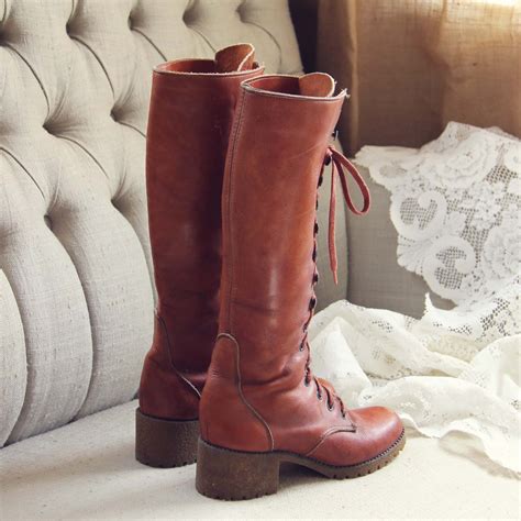 Vintage 1960s Boots Rugged Vintage Lace Up Leather Boots From Spool
