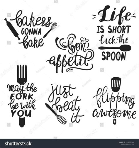 Set Of Hand Drawn Funny Sayings For Kitchen Or Restaurant Poster Card