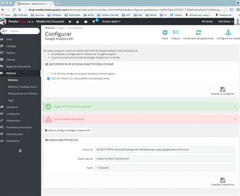 Configurar Google Analytics API Google analytics Módul