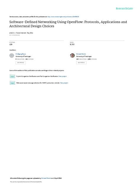 Software Defined Networking Using Openflow Protoco Pdf Computer Network Internet Protocols