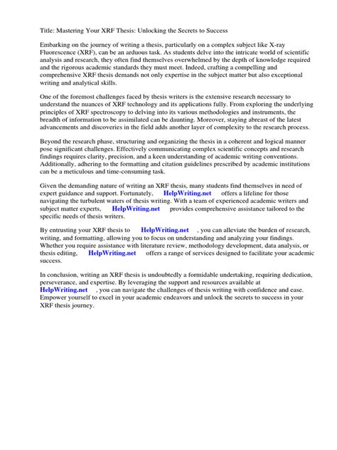 Xrf Thesis Pdf Scanning Electron Microscope X Ray Crystallography