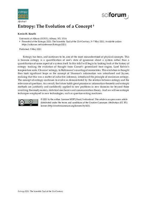 Pdf Entropy The Evolution Of A Concept