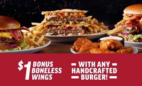 Score 5 Boneless Chicken Wings For 1 With Any Handcrafted Burger
