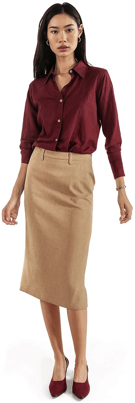 Burgundy 3 4 Sleeve Linen Cotton Dress Shirt Sumissura