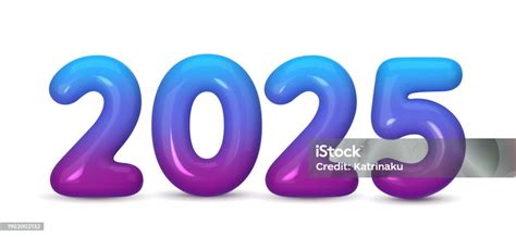 새해 복 많이 받으세요 2025년 풍선 형태의 플라스틱으로 만든 보라색 숫자 사실적인 3d 렌더링 벡터 일러스트 레이 션 2025년에 대한 스톡 벡터 아트 및 기타 이미지
