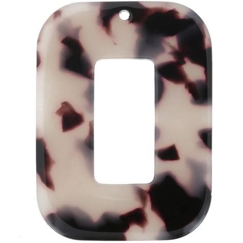 Pendentif rectangle évidé en acétate 40x30 mm Ecaille de tortue