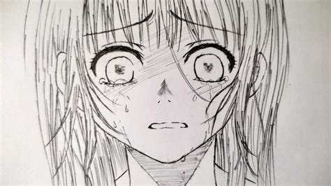 Anime Girl Crying Drawing