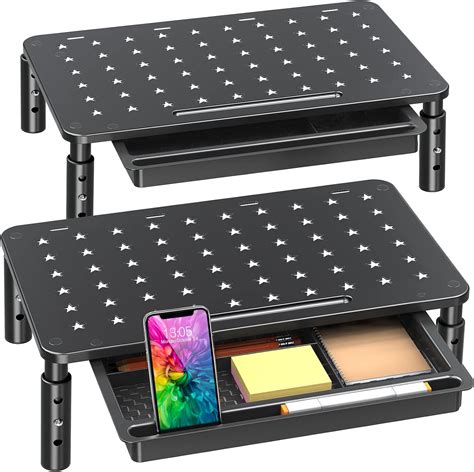Amazon Zimilar 2 Pack Monitor Stand Riser With Drawer 3 Height