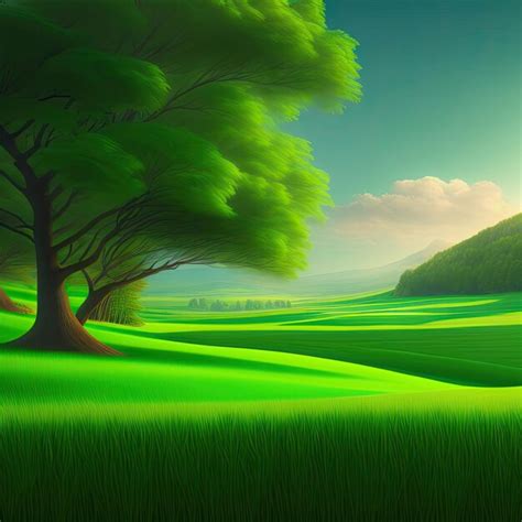 Premium Ai Image Bright Green Grass