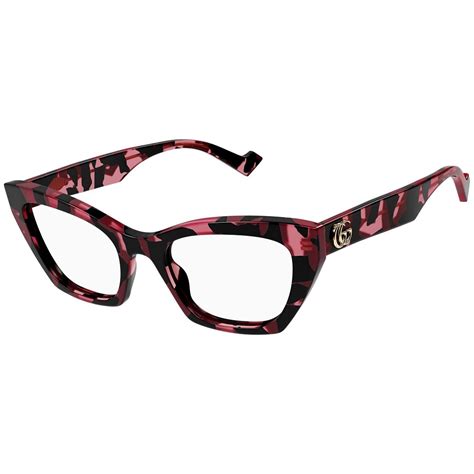 Gucci Spotted Black And Cherry Havana Womens Cat Eye Eyeglasses