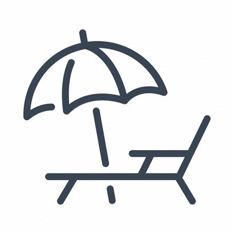 Deck Beach Chair Deckchair Umbrella Icon Download On Iconfinder