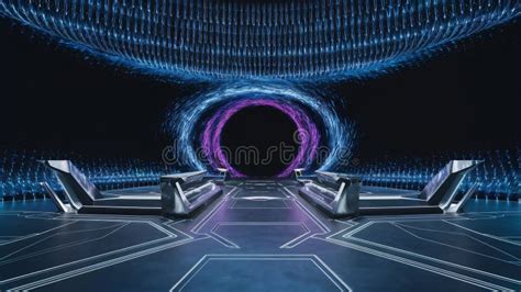 Futuristic Sci Fi Portal Abstract Digital Tunnel High Quality Image