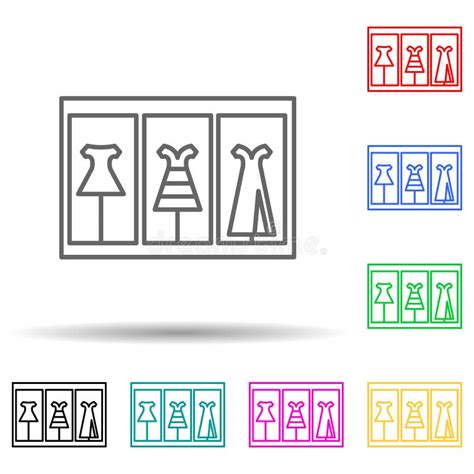 Showcase With Dresses Multi Color Style Icon Simple Thin Line Outline