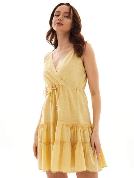 Fadjo Платье женское легкое короткое летнее Сарафан мини длины без рукавов Выпускной подружка