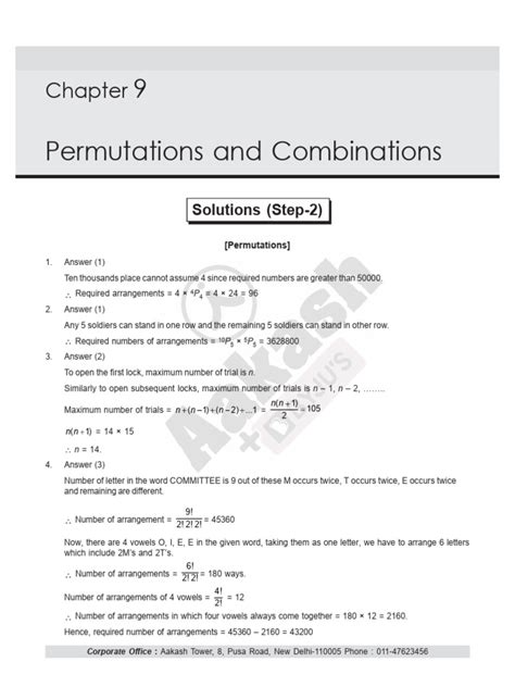 permutaion step 2 step 3 sol pdf combinatorics discrete mathematics