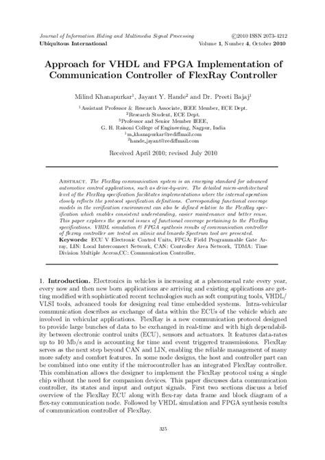Pdf Vhdlfpga Implementation Of Flexray Controller