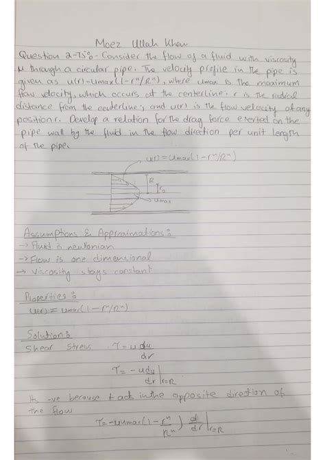 Fluid Mechanics HW Detail AME Studocu