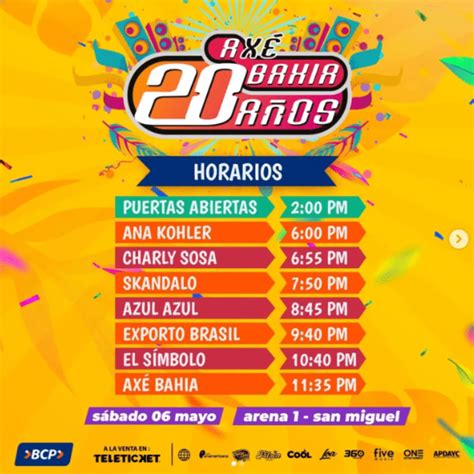 Axe Bahía Concierto En Lima 2023 Hoy En Vivo A Qué Hora Empieza Cómo Llegar Y Rutas De Acceso