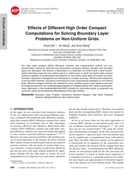 Pdf Effects Of Different High Order Compact Computations For Solving Boundary Layer Problems
