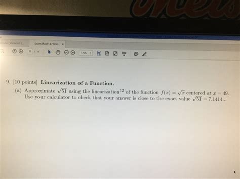 Solved Approximate Squareroot 51 Using The Linearization12