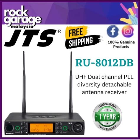 JTS RU-8012DB UHF Dual channel PLL diversity detachable antenna ...