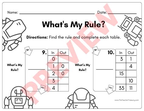 Function Machines Whats My Rule Input And Output Tables Robot Theme