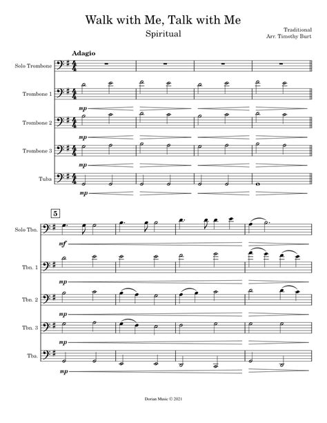 Walk With Me Talk With Me Sheet Music For Trombone Tuba Trombone