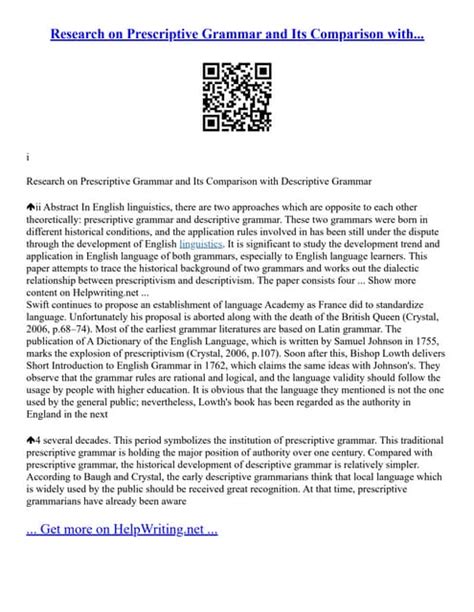 Research On Prescriptive Grammar And Its Comparison With Pdf