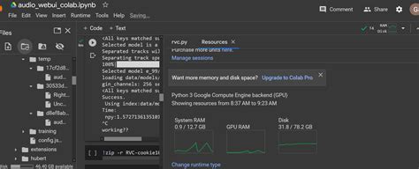 [BUG REPORT] UI crashes running RVC with no result · Issue #121 · gitmylo/audio-webui · GitHub
