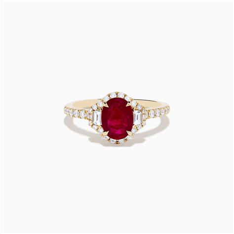 Ruby Royale 14k Yellow Gold Ruby And Diamond 3 Stone Ring
