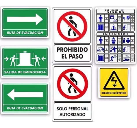 Señalamientos Protección Civil Seguridad Kit De 14 Pzas Envío Gratis