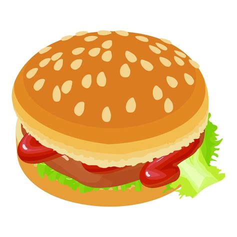 Leckeres Hamburger Symbol Isometrische Illustration Des Leckeren Hamburger Vektorsymbols Für Das