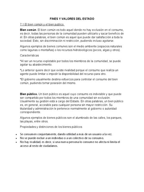 Fines Y Valores Del Estado Pdf Estado Política Bienes