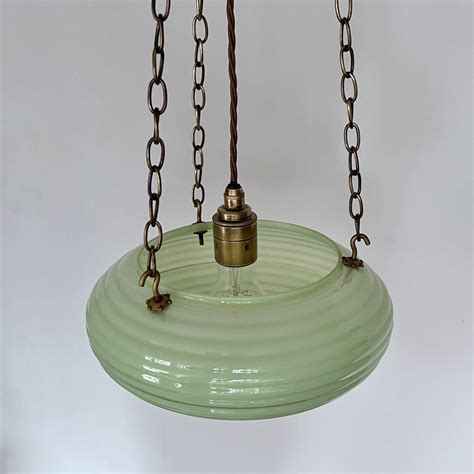 Art Deco Green Glass Diffuser Shade The Hoarde Vintage